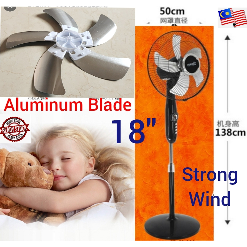 18 Inches 4 Speed Super Strong Wind Stand Fan Timer 1 Hr-Kipas Berdiri ...