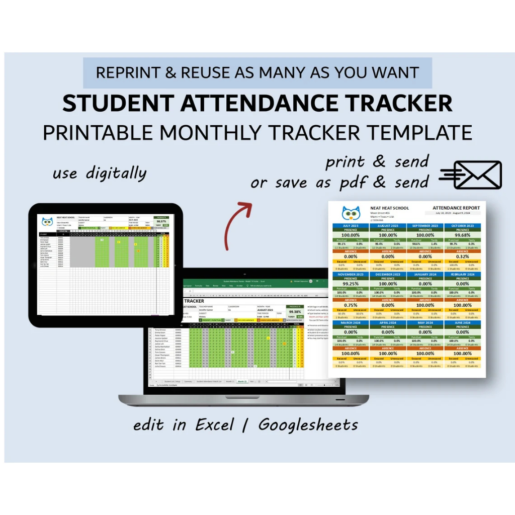 [EXCEL TEMPLATE] STUDENT ATTENDANCE TRACKER (FOR STUDENT) | Shopee Malaysia