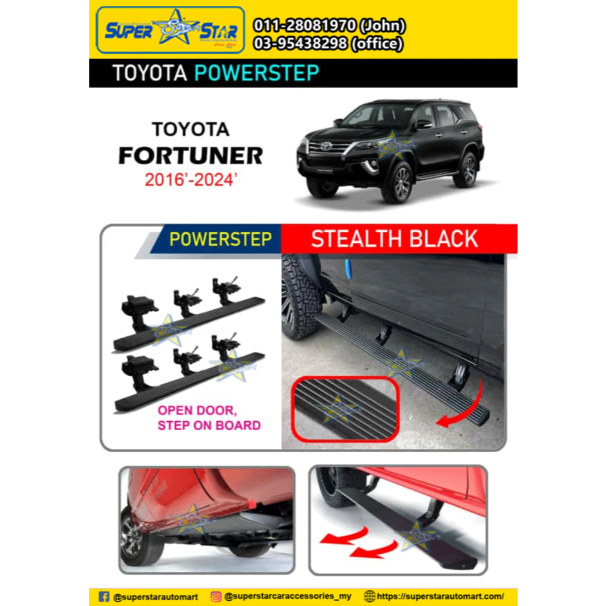 TOYOTA FORTUNER 2016-2024 Electric Power Auto Running Board Side Step ...