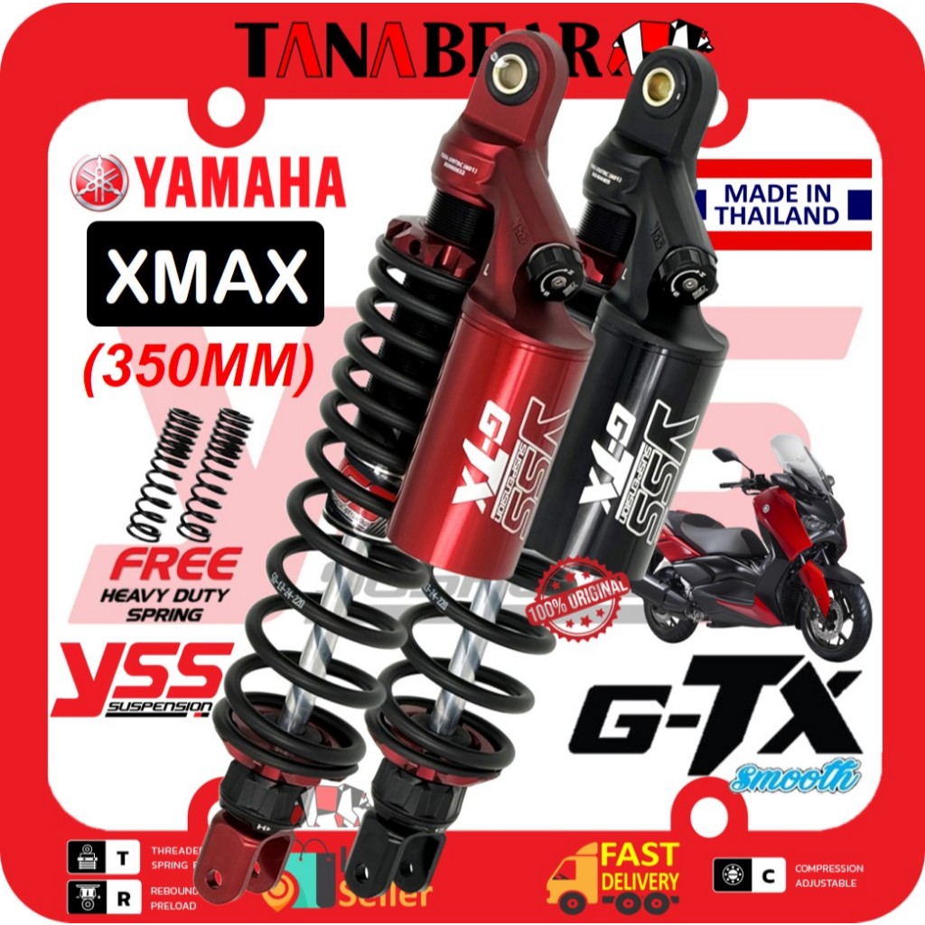 YSS XMAX (350MM) GTX [Free Heavy Duty Spring]. Adjustable absorber ...