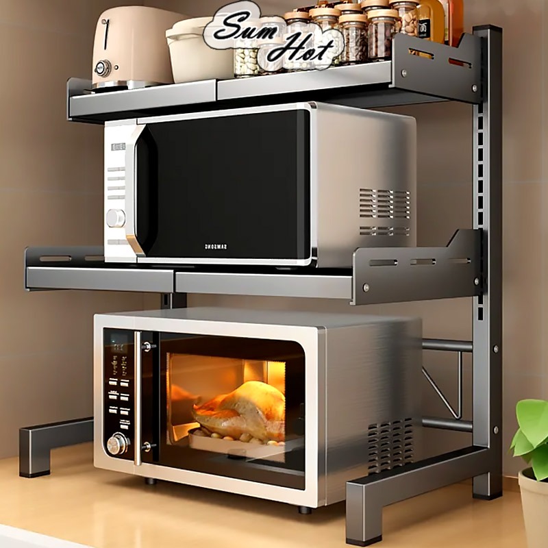 2 Layer Microwave Oven Rack Kitchen Rack Storage Rak | Shopee Malaysia