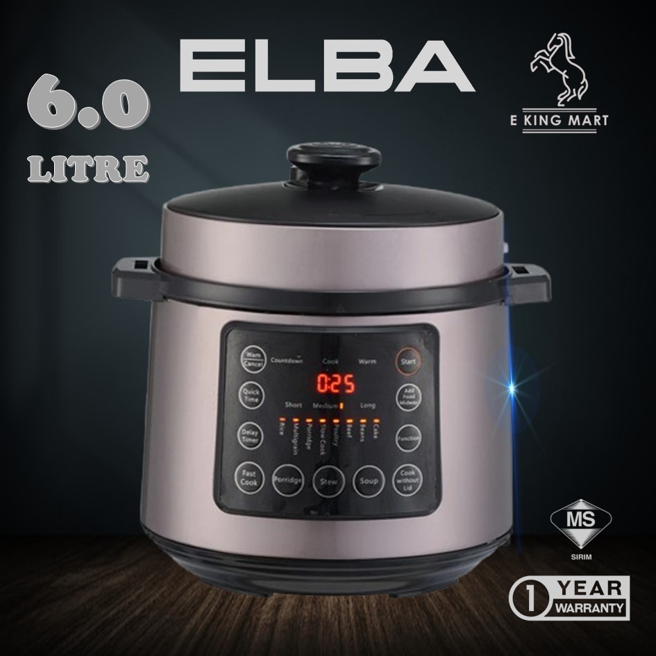 ELBA Electric 6.0L Pressure Cooker EPC-N6082(BR) Various Cooking ...