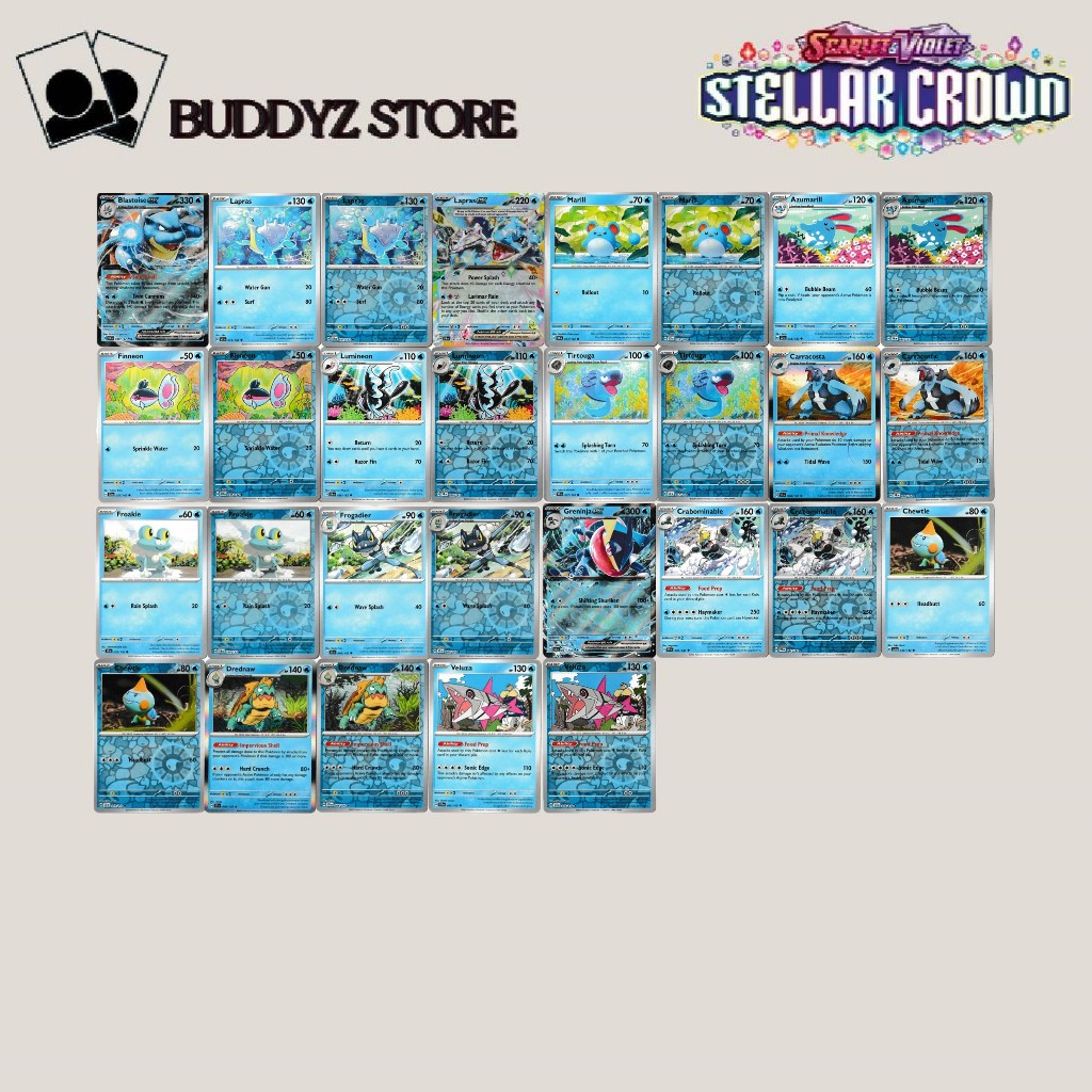 Pokemon TCG Single Card - SV7 Stellar Crown (Water) Normal Art (NA), Holo (H), Reverse Holo (RH ...