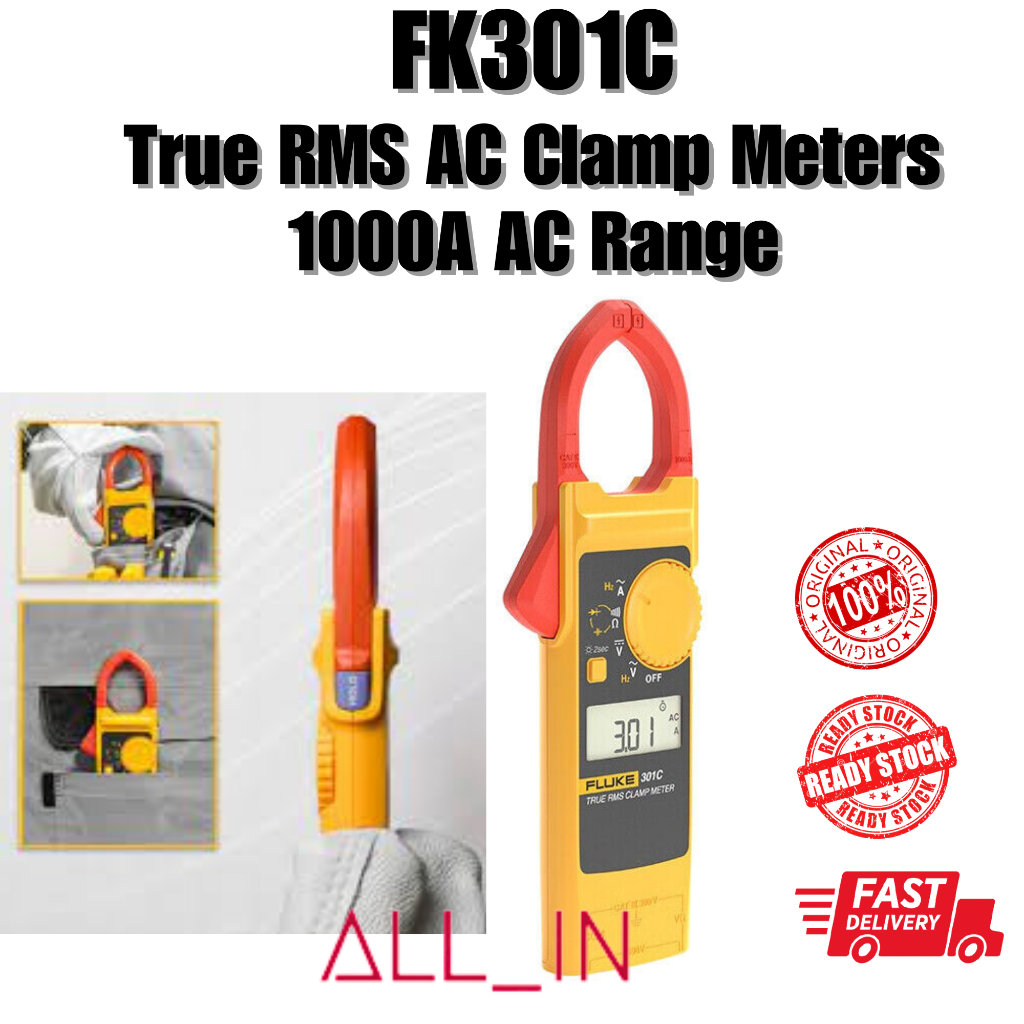 Fluke 301C True RMS AC Clamp Meter 1000AC-Ready Stock | Shopee Malaysia