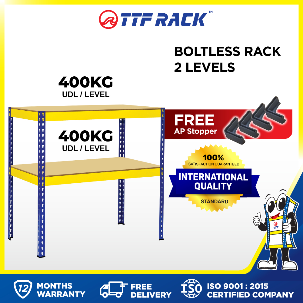 TTF Rack™ (East Malaysia) 2 Level Boltless Rack H91-122cm D31-61cm/ Rak ...