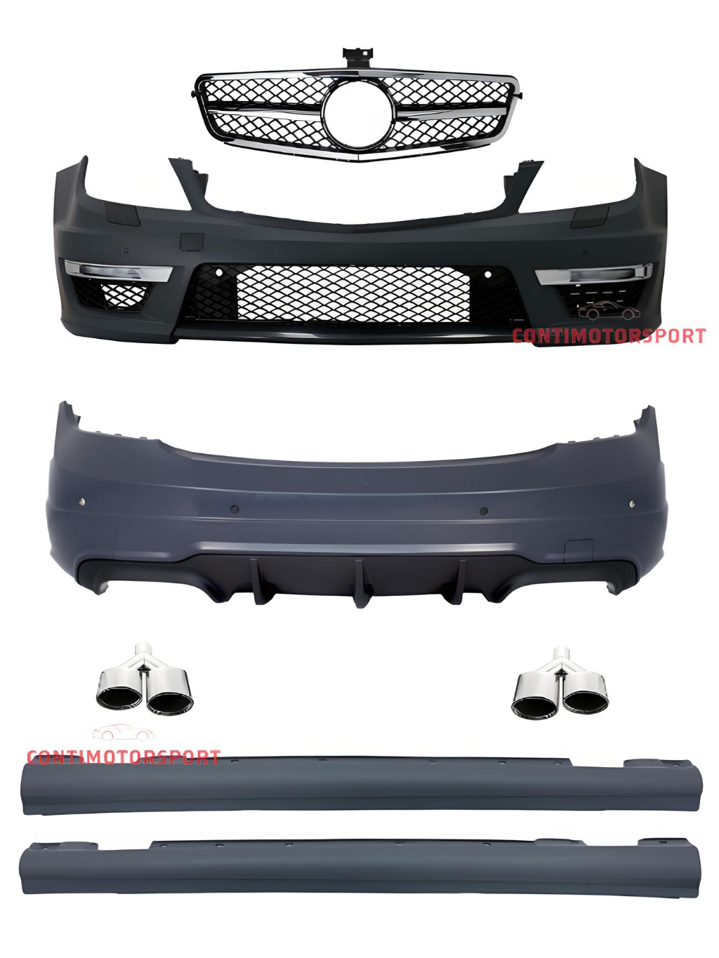 C CLASS W204 C180 C200 AMG C63 FACELIFT Set Front Rear Bumper Skirt ...