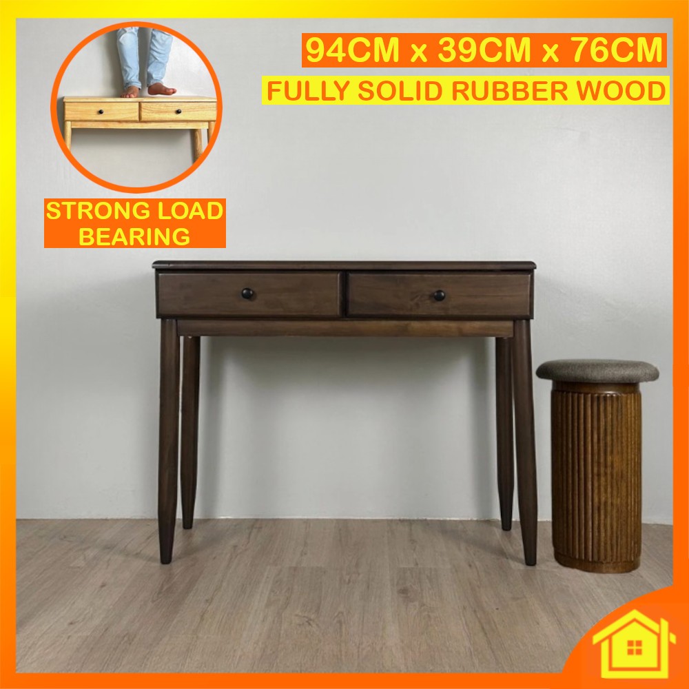 Console Table 2 Drawer Study Dressing Desk Entryway Solid Wood Natural Cocoa Meja Konsol Ada ...