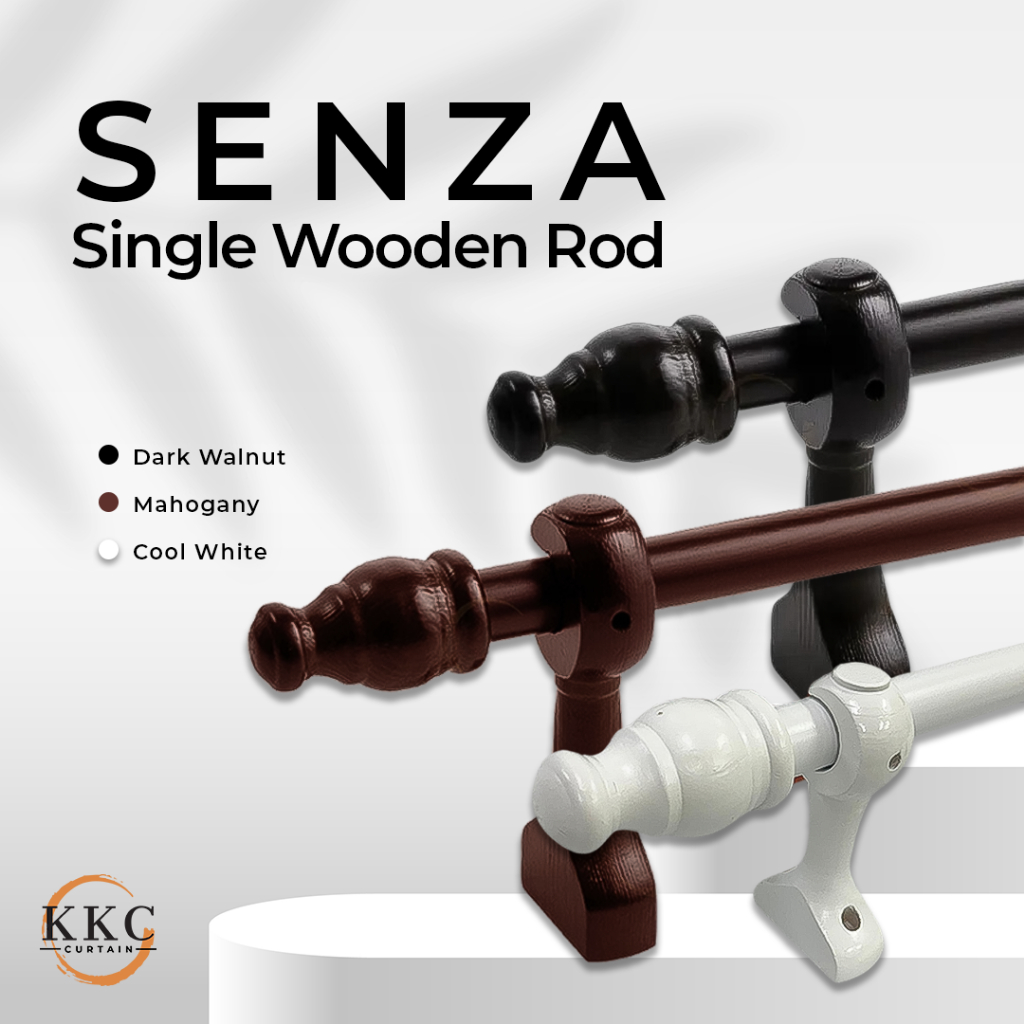 KKC SENZA SINGLE Wooden Curtain Rod (No Ring)Set/Kayu Langsir/Rod ...