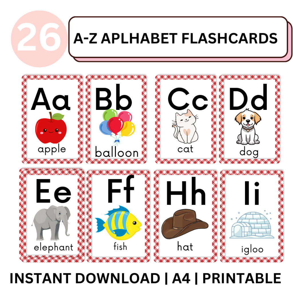 26 Printable ABC Flash Cards | Educational Alphabet Cards | Learn ABCs with Pictures | Digital ...