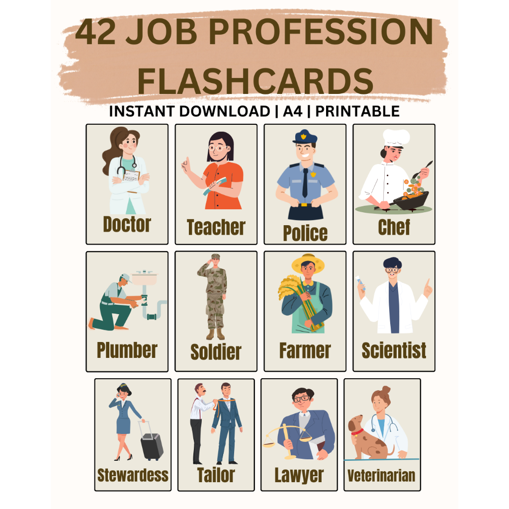 32 Professions Flash Cards | Community Helpers and Jobs Flashcards for ...