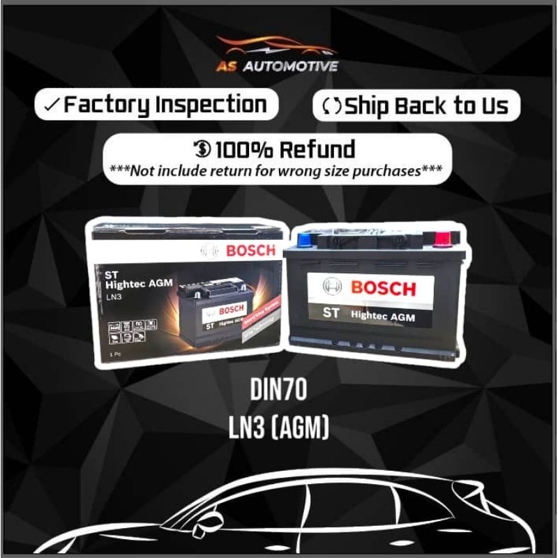 LN3 (AGM) DIN70 Battery BOSCH Stop Start Battery - Mercedes W204 Roadster R172, Coupe C197 ...