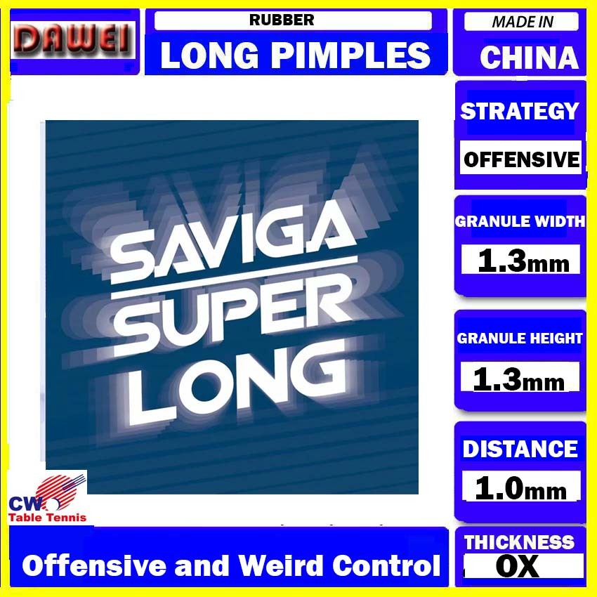 DAWEI Saviga Super Long Table Tennis Long Pimples Rubber Getah Ping ...