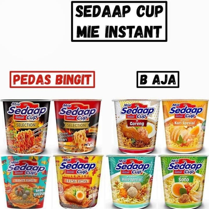 Mie Sedaap Cup Goreng Kuah Smua Varian Rasa | Shopee Malaysia