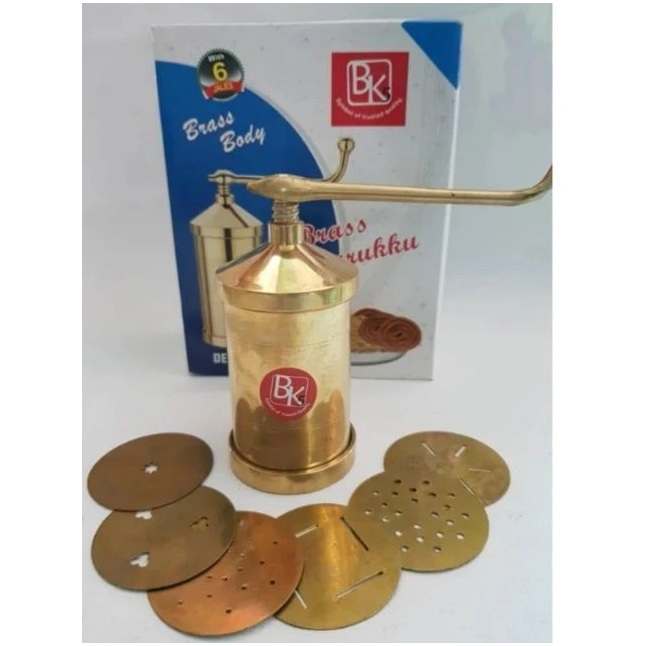 6 mould Muruku Maker Brass Gold / Acuan Muruku Tembaga Murukku Mould ...