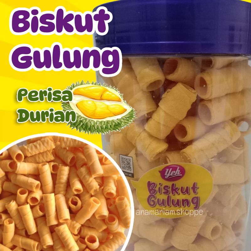 Biskut Gulung Berperisa Durian / Crunchy Mini Wafer Roll Durian Flavour ...