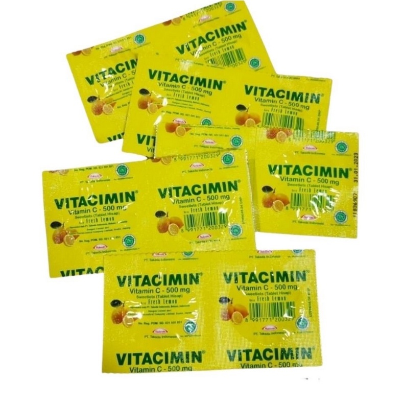 Gula Hisap Vitamin C 500 Mg Vitacimin Perisa Lemon ( 1 Ikat 5 Strips ...