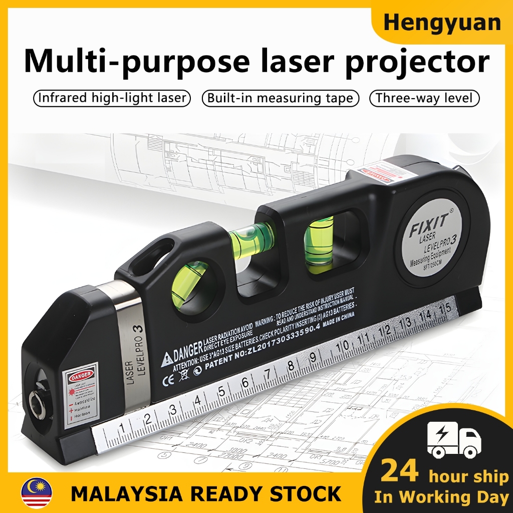 4 In 1 Multipurpose Laser Level Meter Spirit Level Measuring Tape High ...