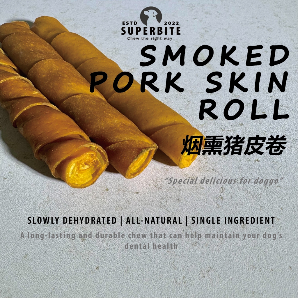 [SUPERBITE] Homemade Smoked Pork Skin Roll 烟熏猪皮卷 Natural Dog Bone Dog ...