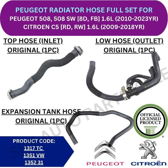 RADIATOR HOSE, WATER PUMP PIPE, INTAKE, HOUSING HOSE FOR PEUGEOT 508 ...