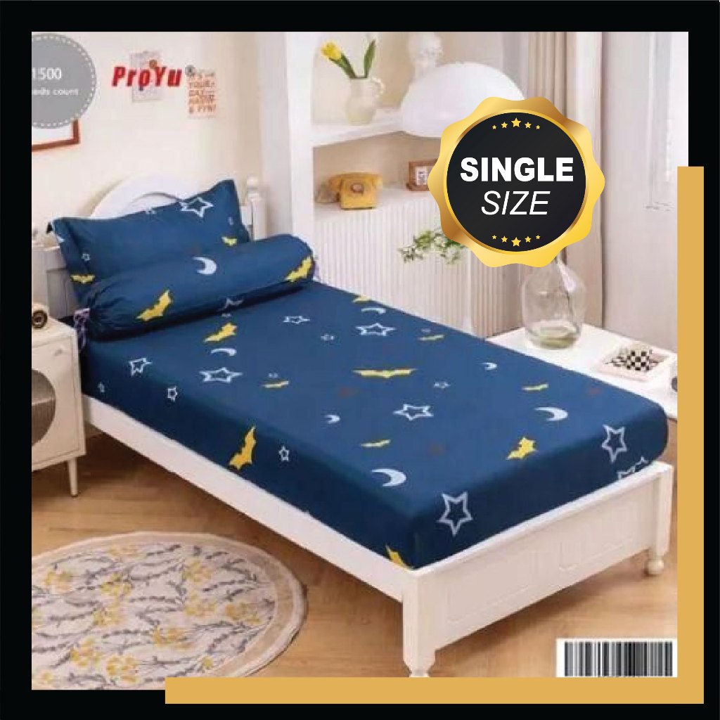 NEW Cadar Single Fitted Bedsheet (3IN1) Premium Cadar Keliling Pillow ...