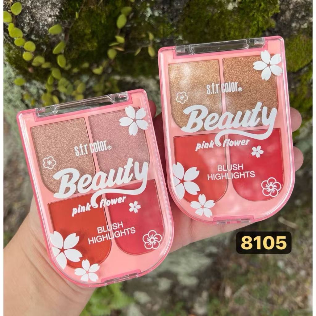 Sfr color Blusher & Highlighter 4in1 Beauty Pink Flower pigment makeup ...