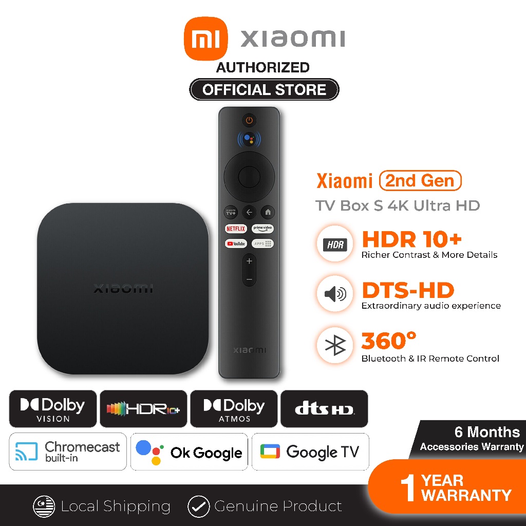 Xiaomi TV Box S(2nd Gen) 4K Ultra HD/Voice Control/Google TV/Streaming ...
