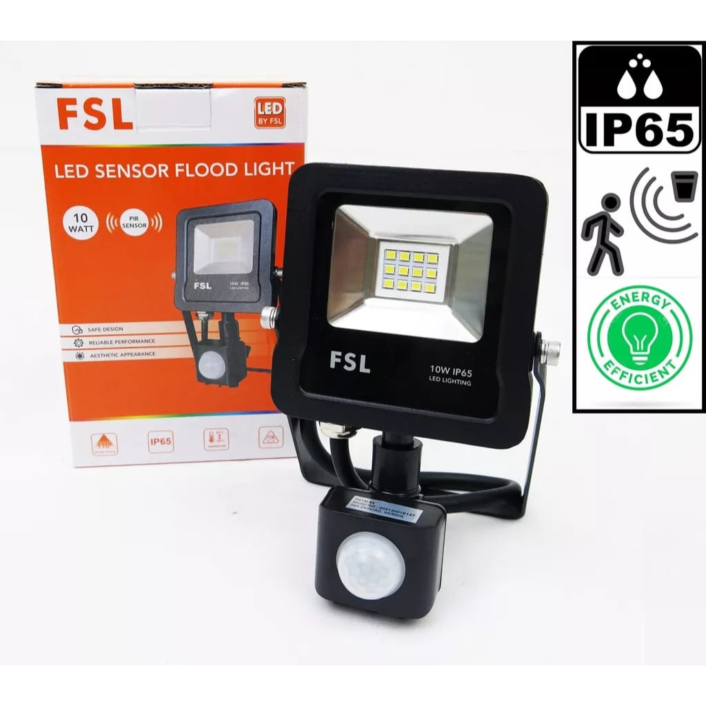 FSL OUTDOOR WEATHERPROOF IP65 LED MOTION SENSOR FLOOD LIGHT 10W ...