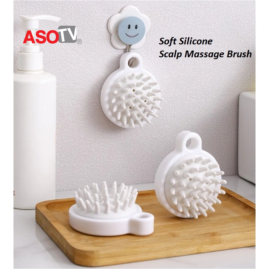 ASOTV® Japan Soft Silicone Scalp Massager Shampoo Brush Scalp Scrubber ...