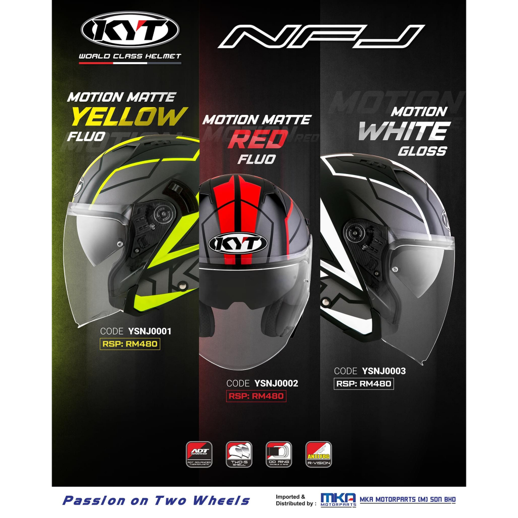 KYT NFJ HELMET DOUBLE VISOR 2023 EDITION | Shopee Malaysia