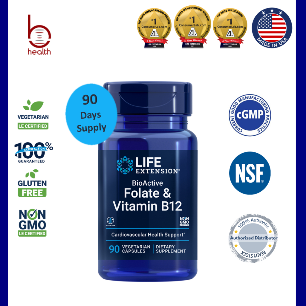 [Life Extension] BioActive Folate & Vitamin B12, EXP: 05/27,90 ...