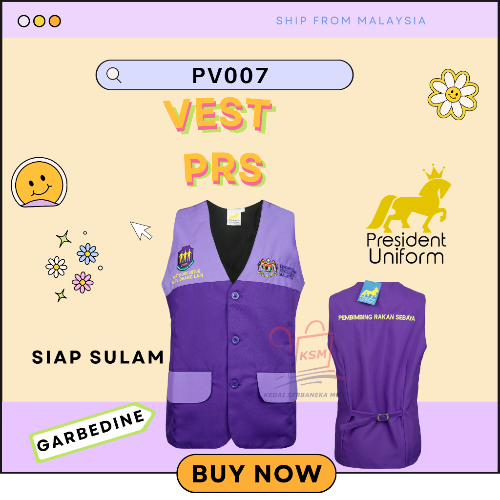 VEST PRS SIAP SULAM READY STOCK !!! VEST SEKOLAH RENDAH DAN MENENGAH / PV007 - PRESIDENT UNIFORM ...