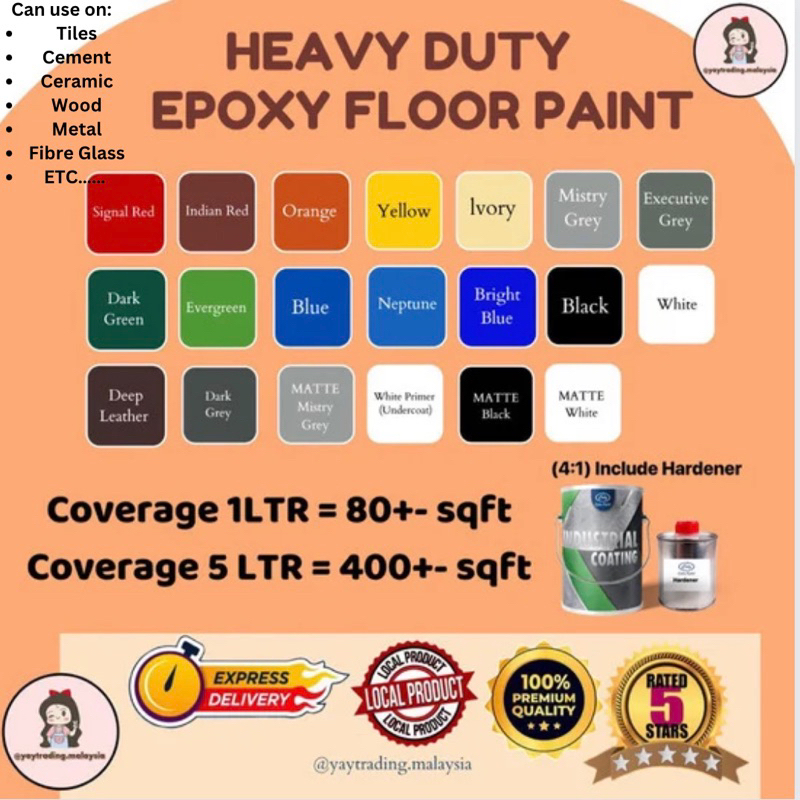 MATTE,GLOSS 1L//5L COLY EPOXY FLOOR PAINT HEAVY DUTY & WATERPROOF ...