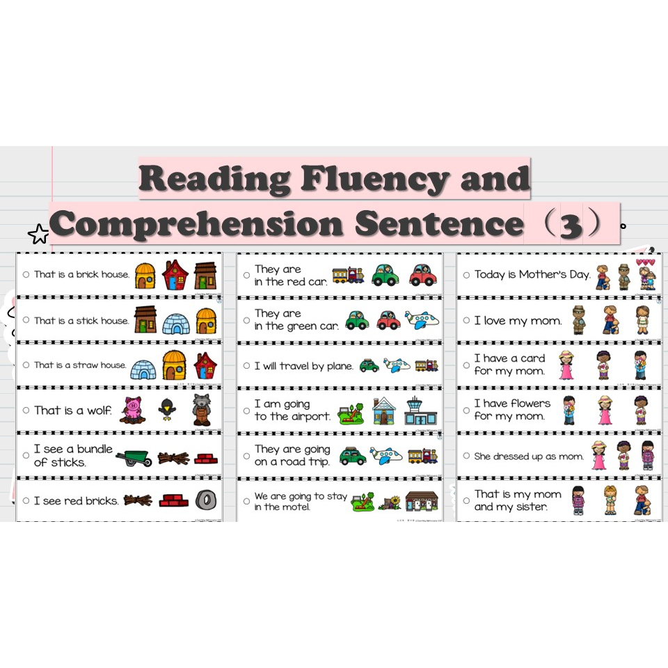 [PRE156] 64 pages Reading Fluency and Comprehension Sentence（3） Worksheet for Pre-school PDF ...
