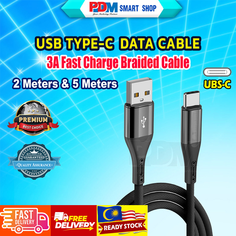 PDM Premium 3A Fast Charging USB Type C Data Cables High Speed Charge ...