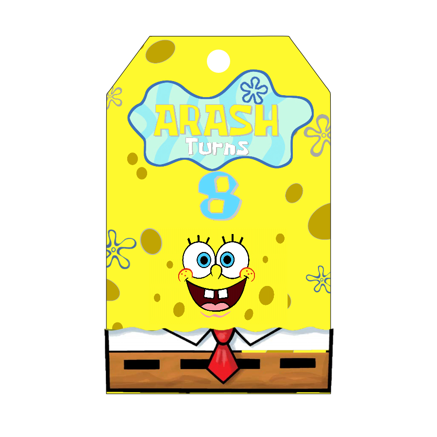 Spongebob Theme Party Paperbag Stickers Bottle Label Tag Chipsbag for ...