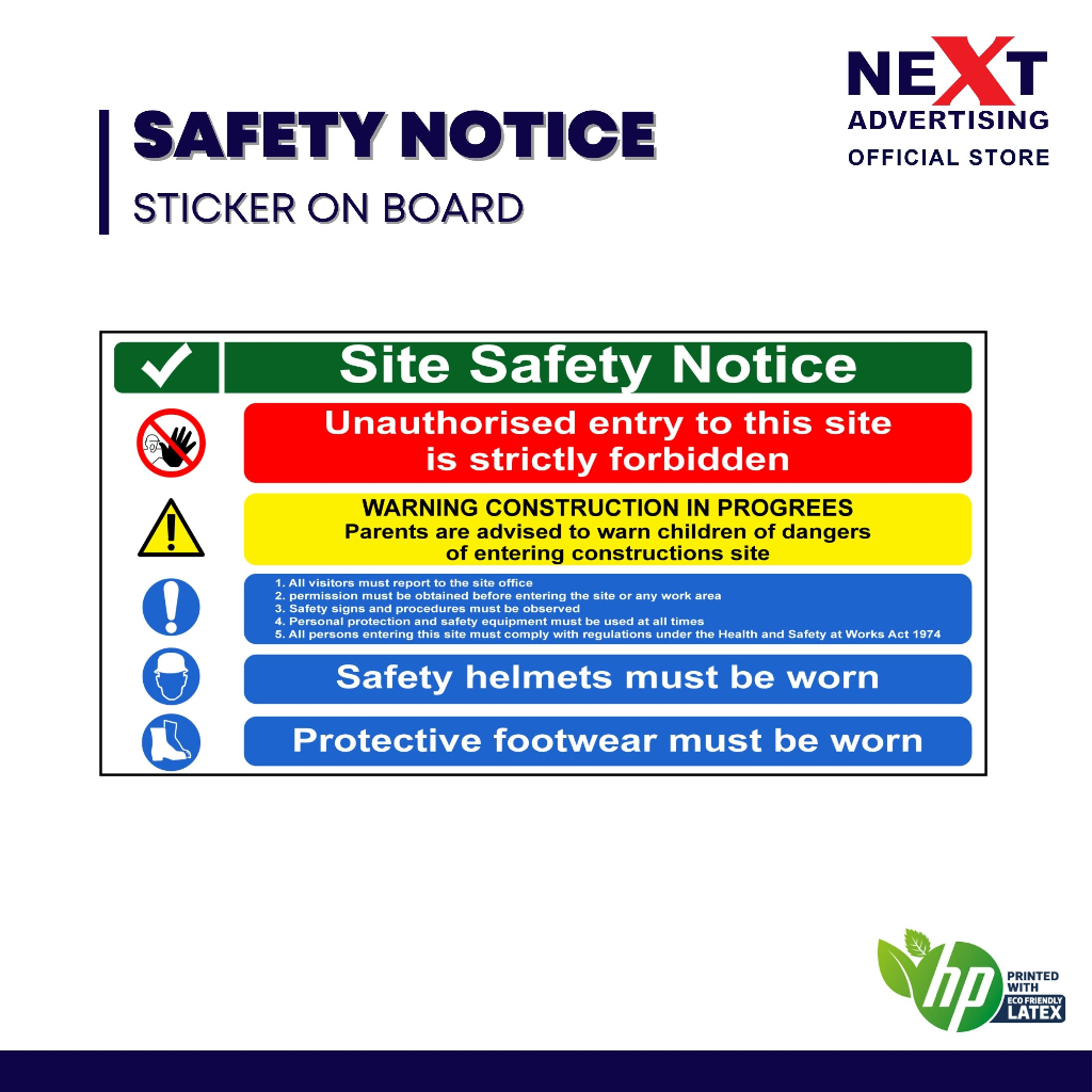 Site Safety Notice Signage | Construction or Industrial Use | Sticker ...