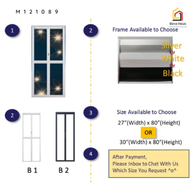 Vitally Aluminium Folding Door Pintu Lipat Toilet Door Pintu Tandas ...