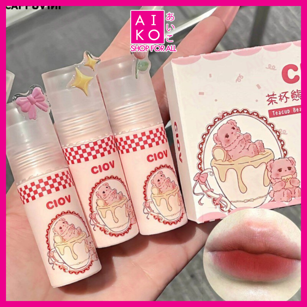 (AIKO) CIOV TEACUP BEAR VELVET LIP MUD LIP GLAZE 5 COLUR LIPSTIK ...
