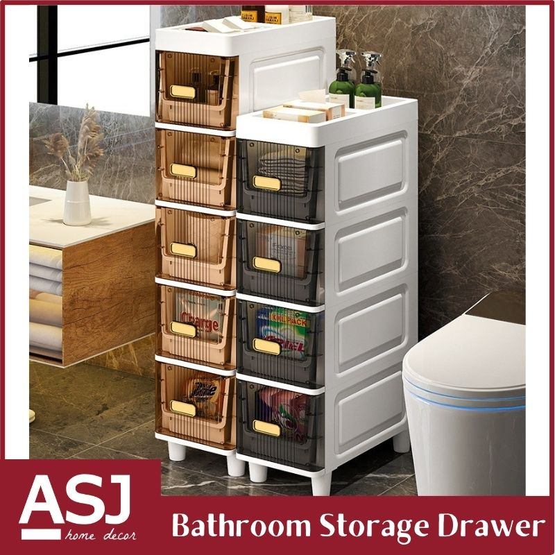 ASJ_Multipurpose Bathroom Storage Drawer Transparent Waterproof Drawer ...