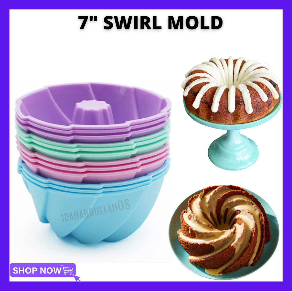 Silicone Swirl 7" Spiral Pattern Bundt Pan Chiffon Savarin Cake Mold ...