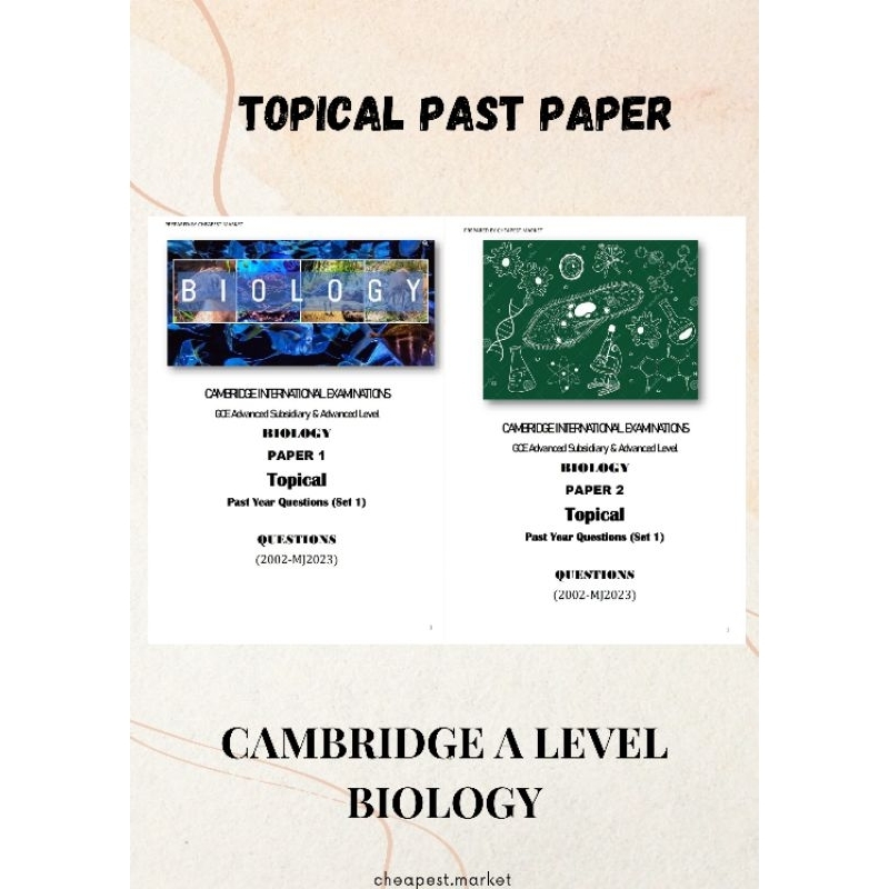 Cambridge A Level AS Biology Self Made Topical Past Paper 1 and 2 PDF ...