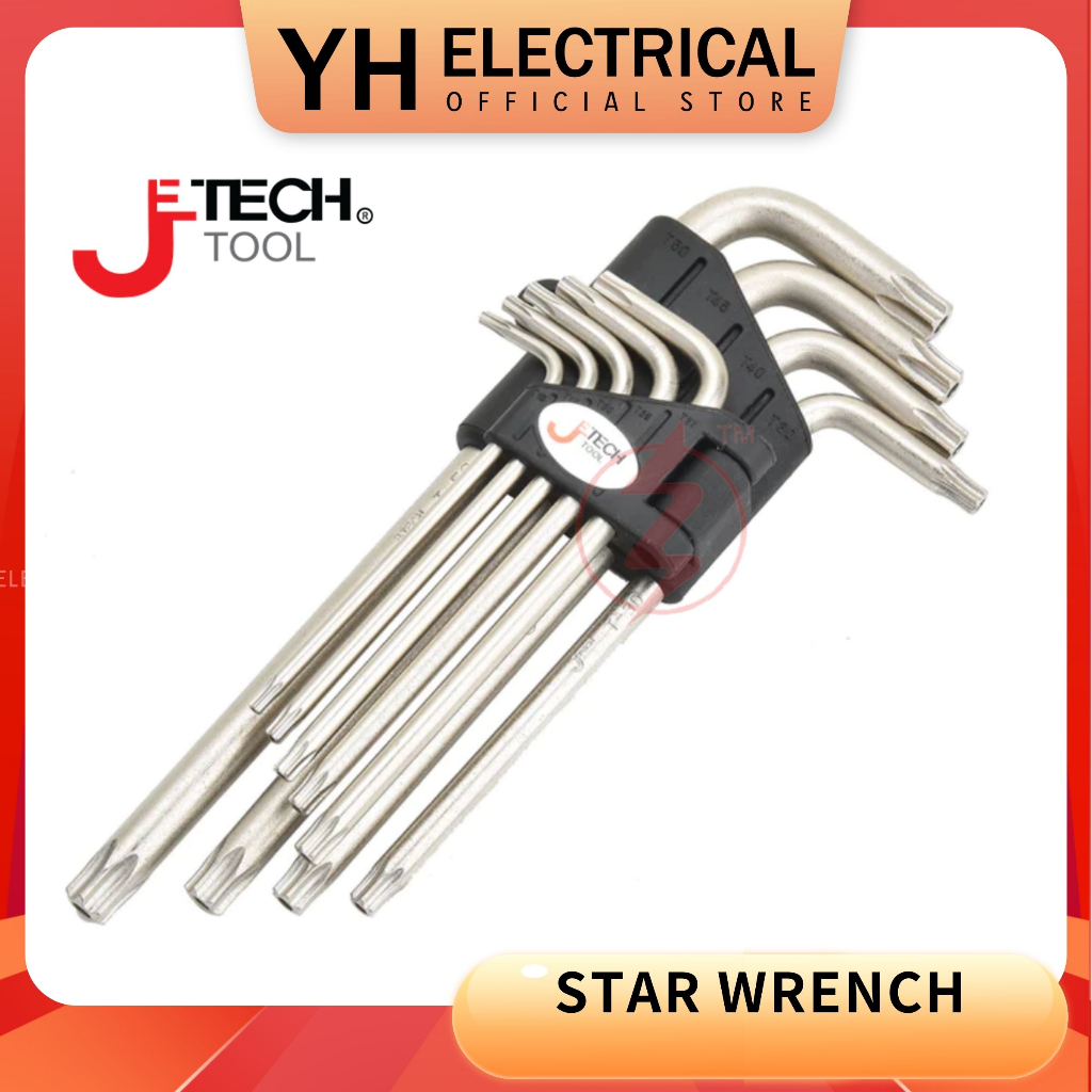 JETECH TOOL 9 PCS STAR WRENCH HEX ALLEN KEY SWS-9 NICKLE PLATED | Shopee Malaysia