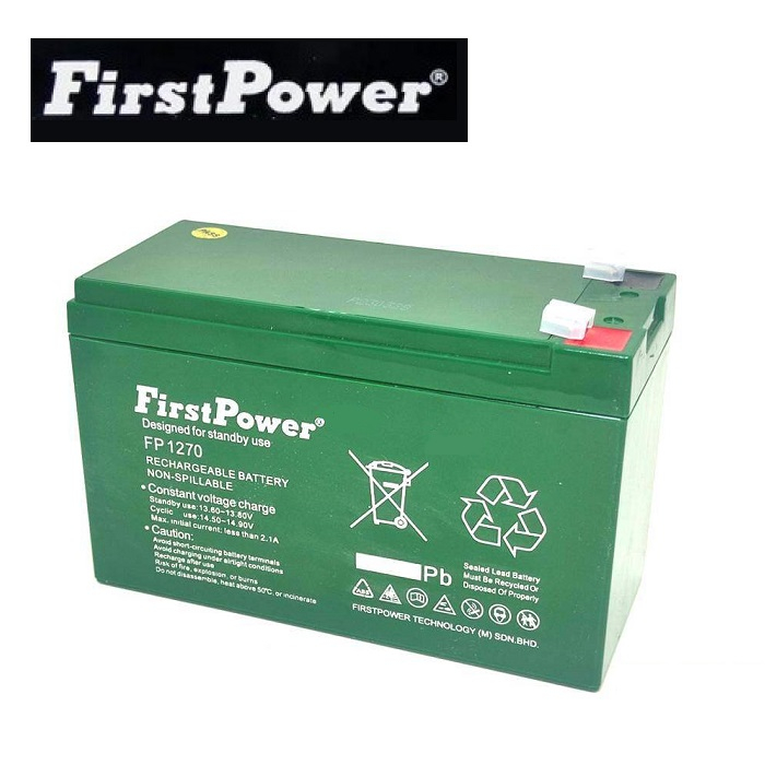 FirstPower 12V 7Ah Rechargeable Sealed Lead Acid Battery - FP1270 ...