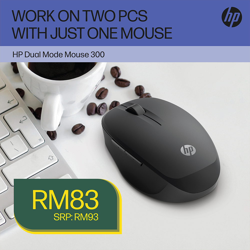 HP Dual Mode 300 Wireless Mouse ( Bluetooth & USB 2.4 GHz | Black ...