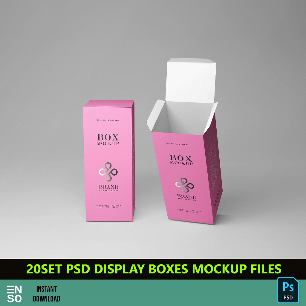 20-Set PSD Display Boxes Photoshop Mockup Template | Editable PSD ...