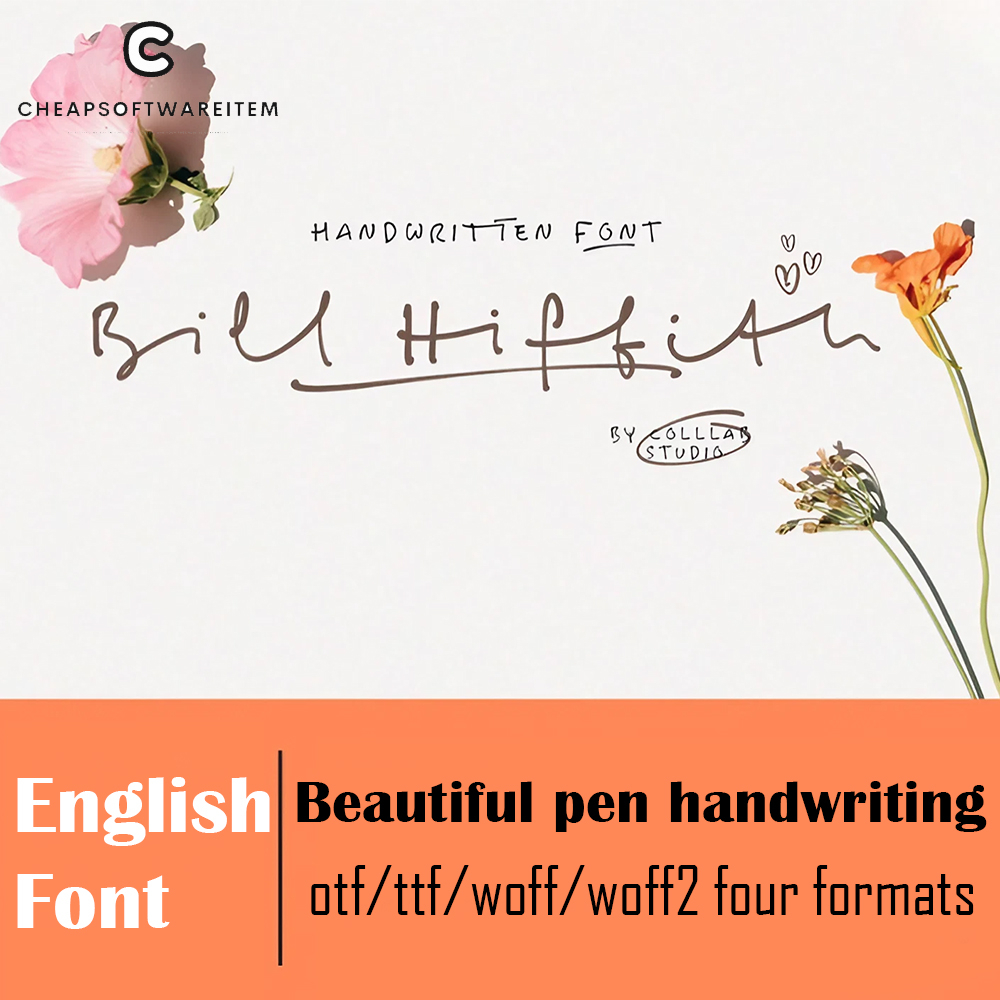 Beautiful handwriting pen English font material package designed with ...
