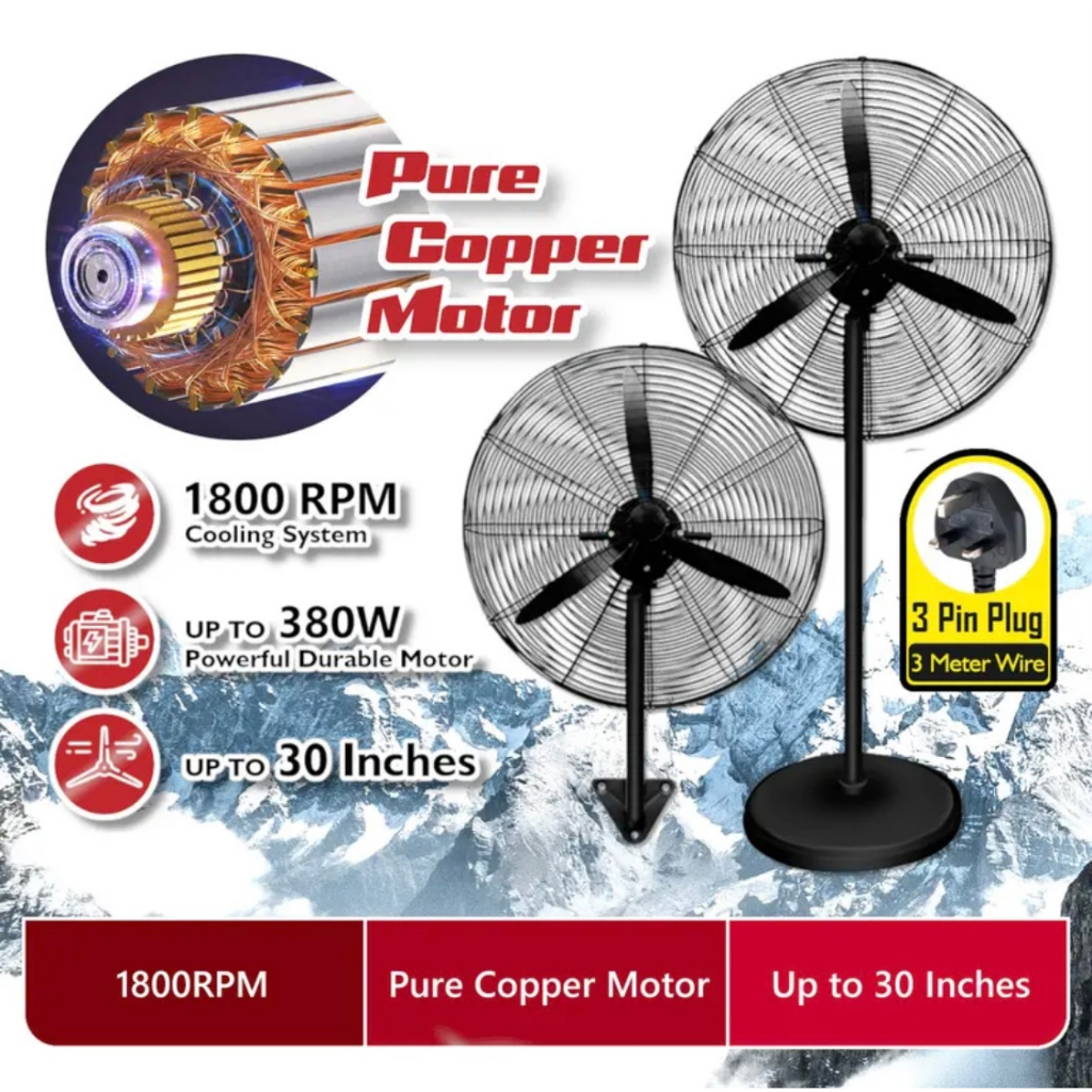 18/20/26/30“ Pure Copper Heavy Duty Industrial Fan Electric Wall Fan ...