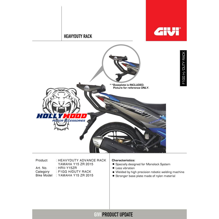 GIVI MONORACK EXTREME HEAVY DUTY ADVANCE RACK FOR ALL PVC TOP BOX ALLUMINIUM LC135 Y15 RS RSX ...