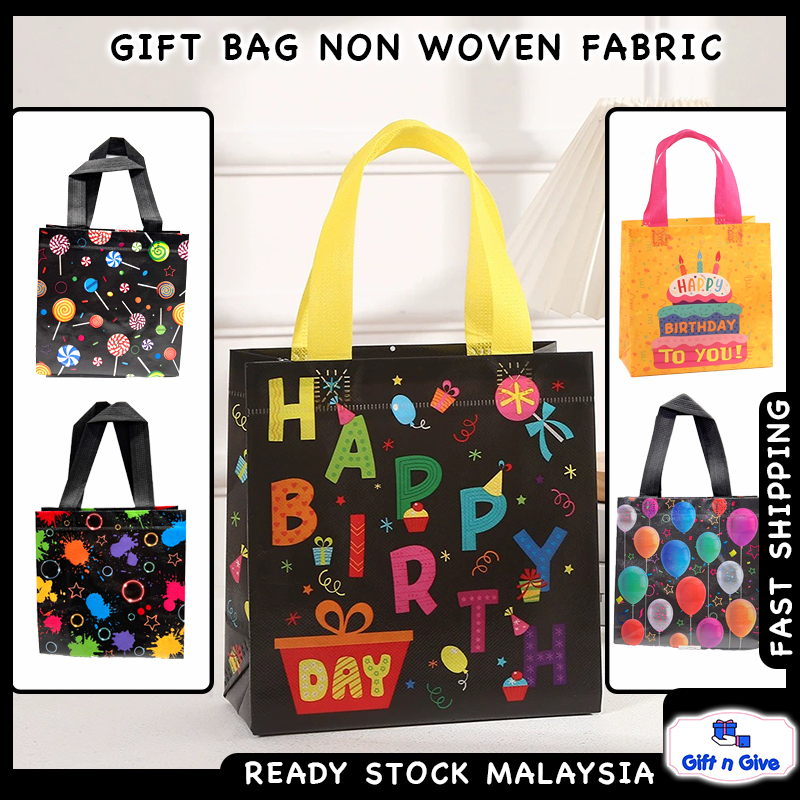 Gift Bag Non Woven Fabric Door Gifts Goodies Bags Happy Birthday Party ...
