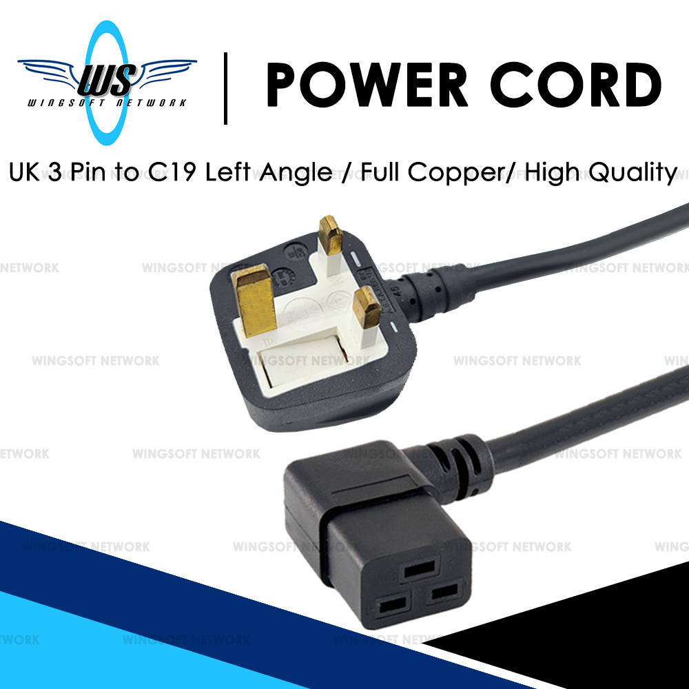 3Meter UK 3 Pin Plug to C19 Left Angle Power Cord | Shopee Malaysia